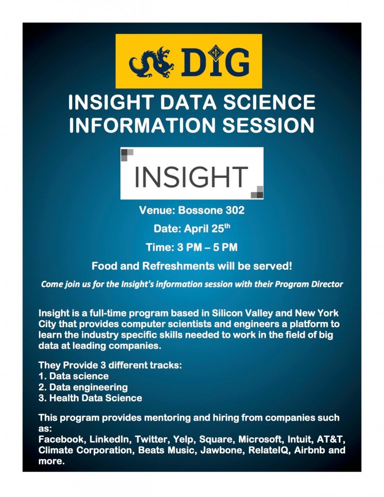Insight Data Science Information Session – Drexel IEEE Graduate (DIG) Forum