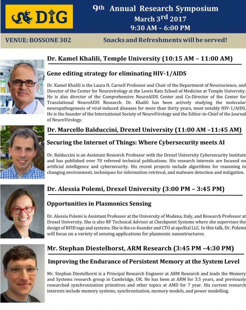 9th Annual Research Symposium Speakers – Drexel IEEE Graduate (DIG) Forum
